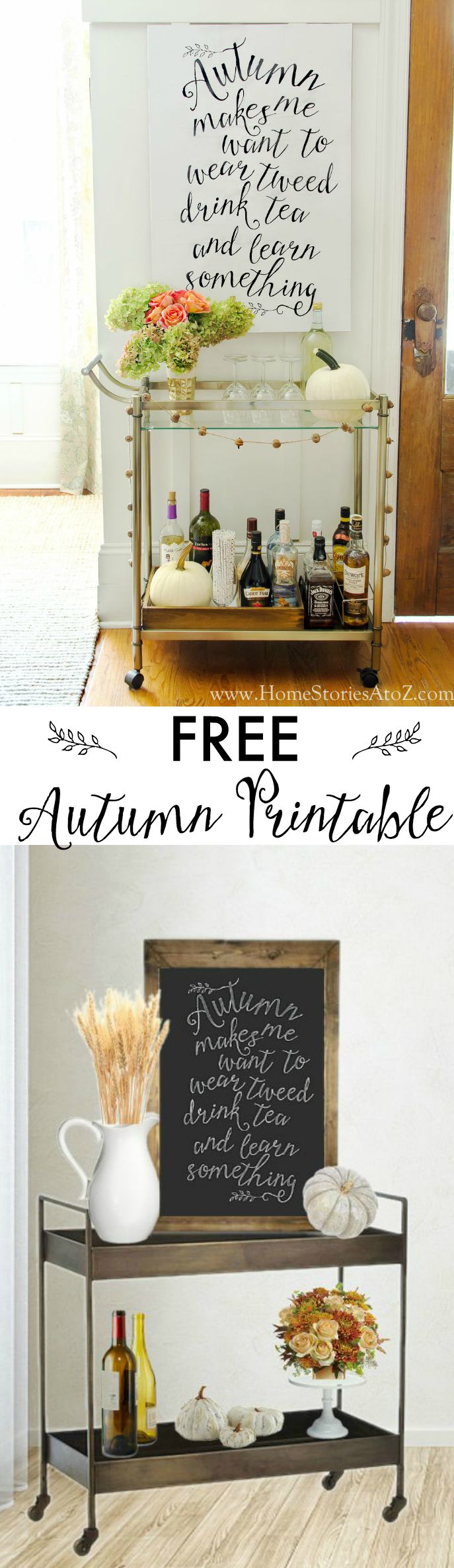 Fall Bar Cart and Free Fall Printable