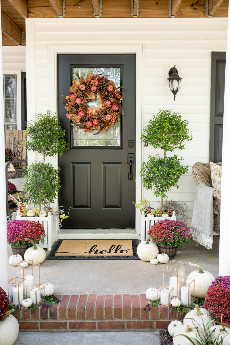 Plum and Red Mums Fall Porch