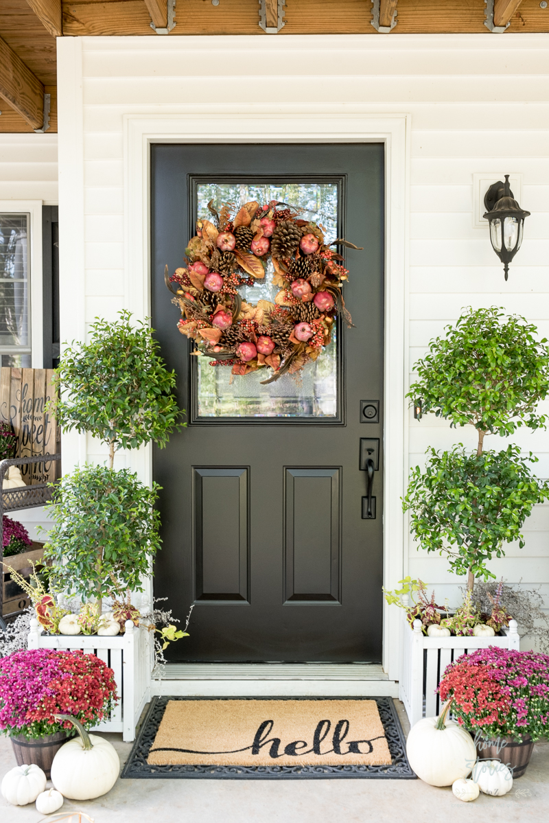 Plum and Red Mums Fall Porch