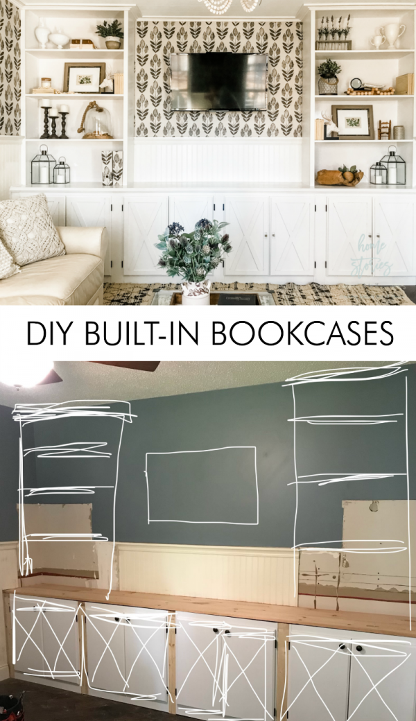 DIY Built In Bookcase and Cabinets