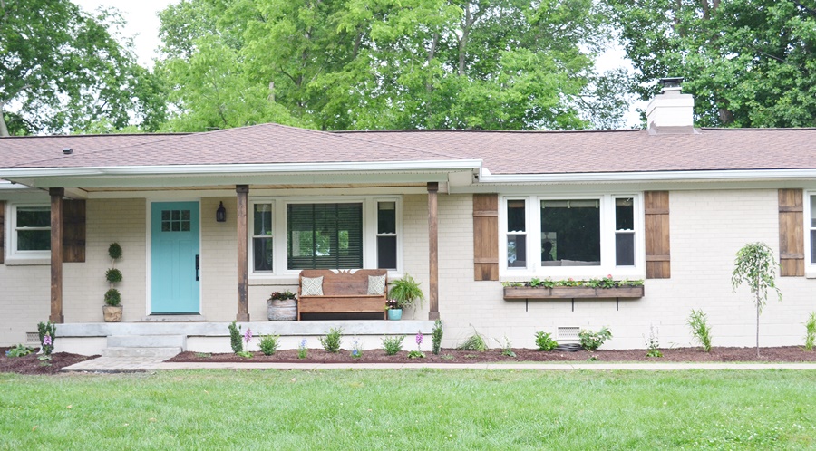 Painted Brick Home Exterior Makeover Before and After Ideas