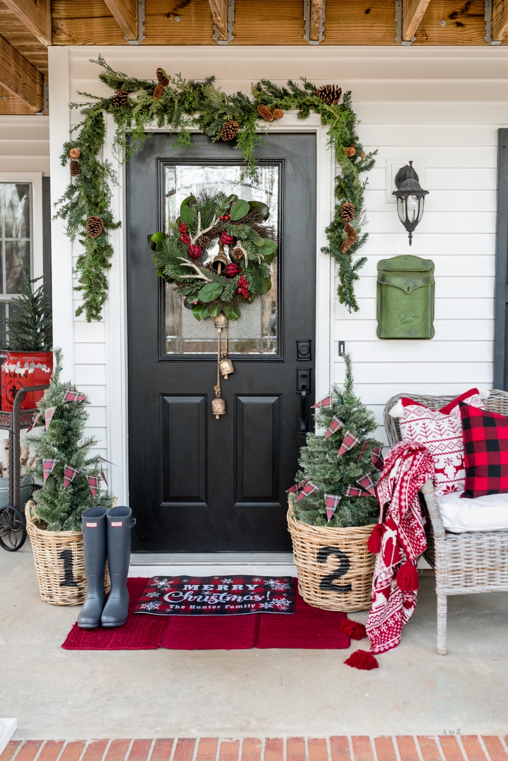 Rustic Luxe Buffalo Check Christmas Porch
