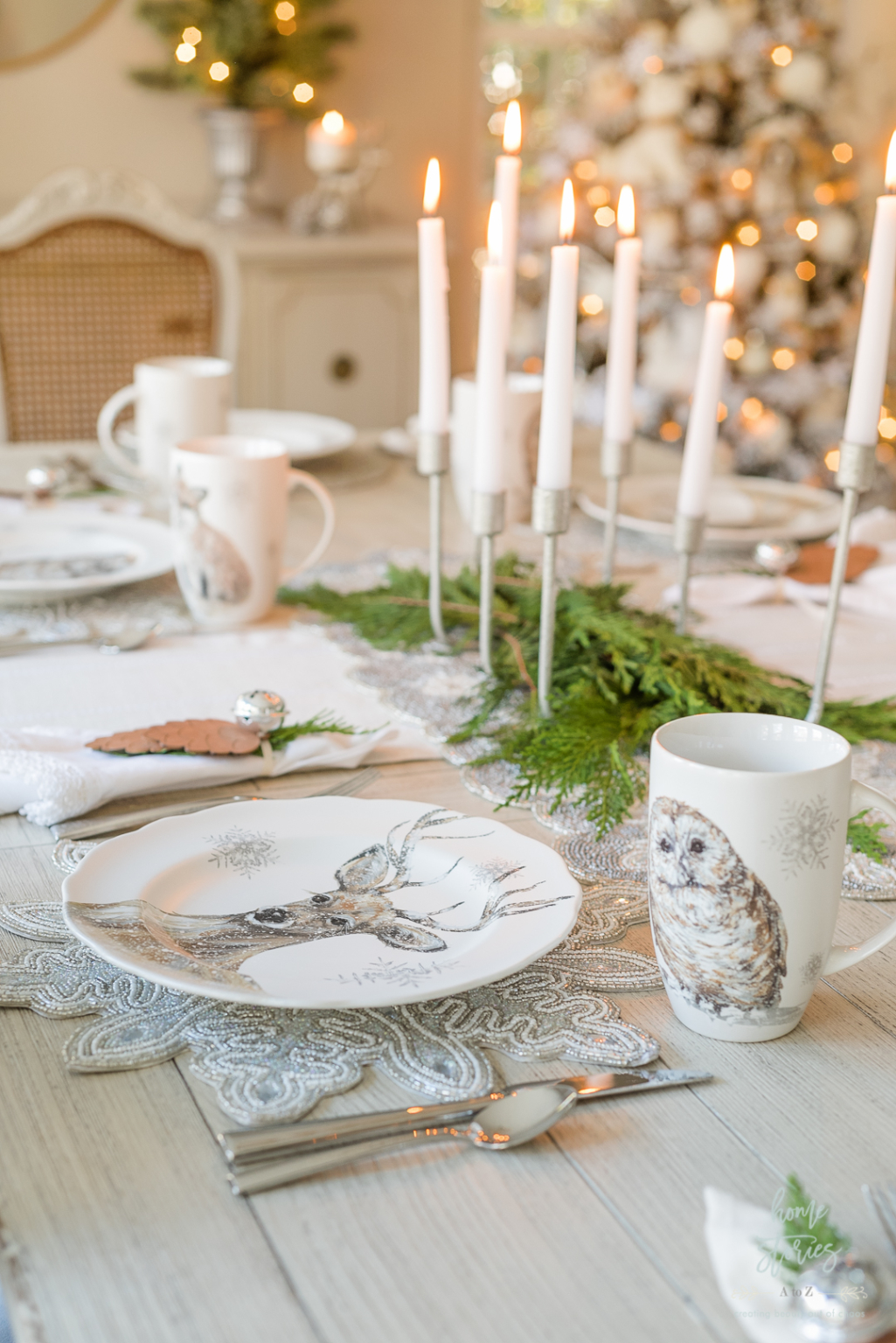 Woodland Glam Holiday Table Setting